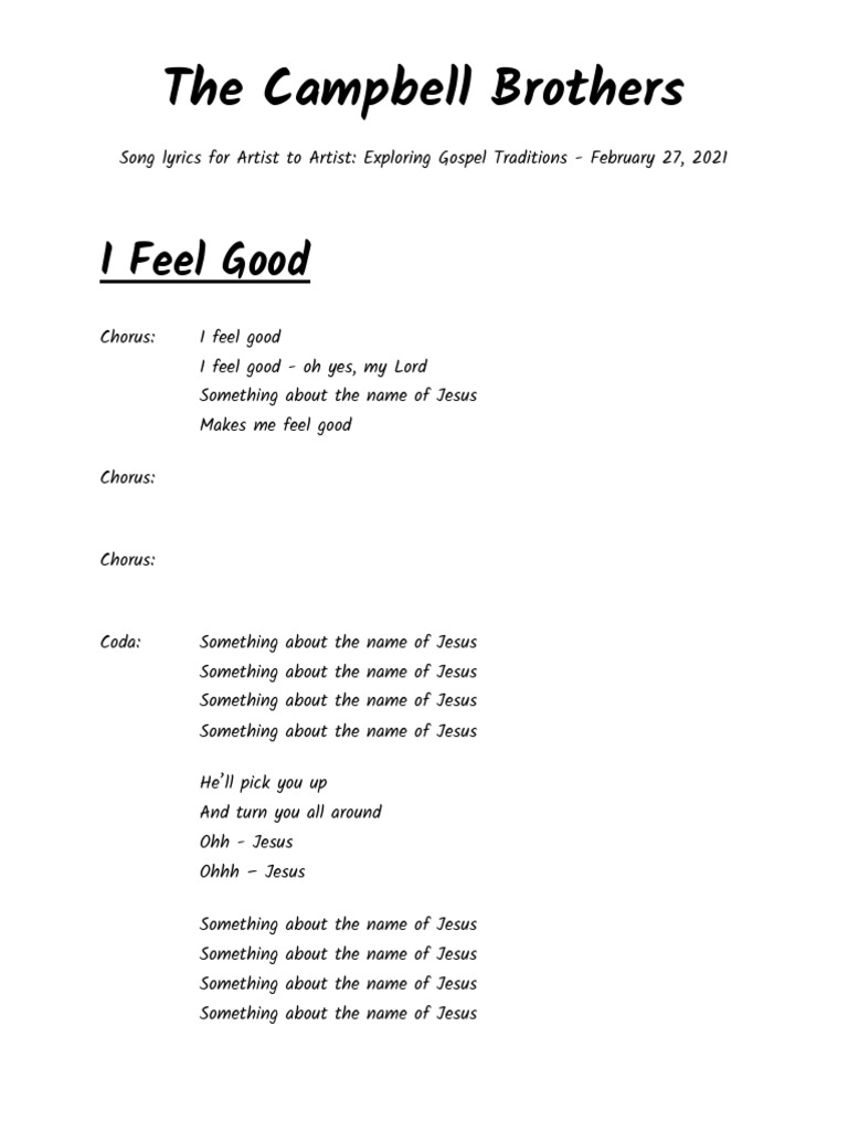 Gospel Song Lyrics by Campbell Brothers | PDF