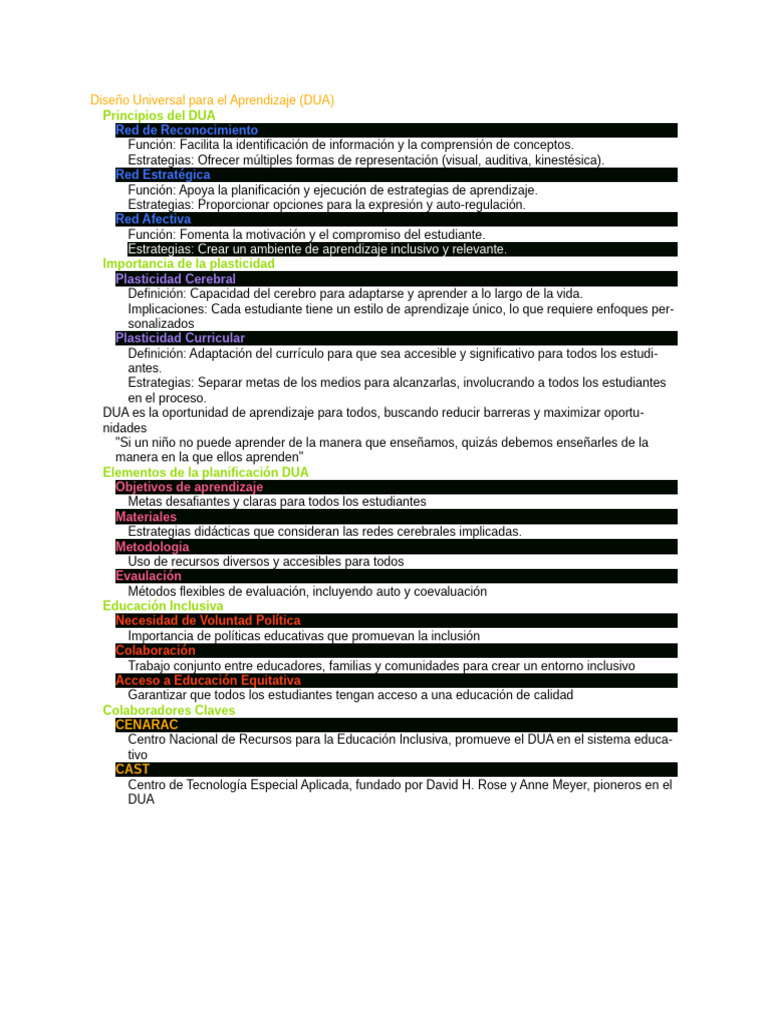 Diseño Universal para El Aprendizaje (DUA) | PDF | Ciencias sociales