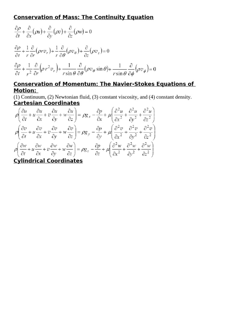 Convection Equations Pdf Science And Mathematics