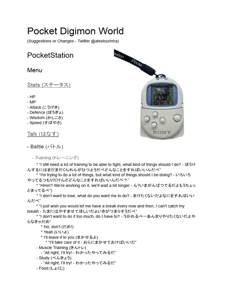 Pocket Digimon World Guide Texto em inglês | PDF