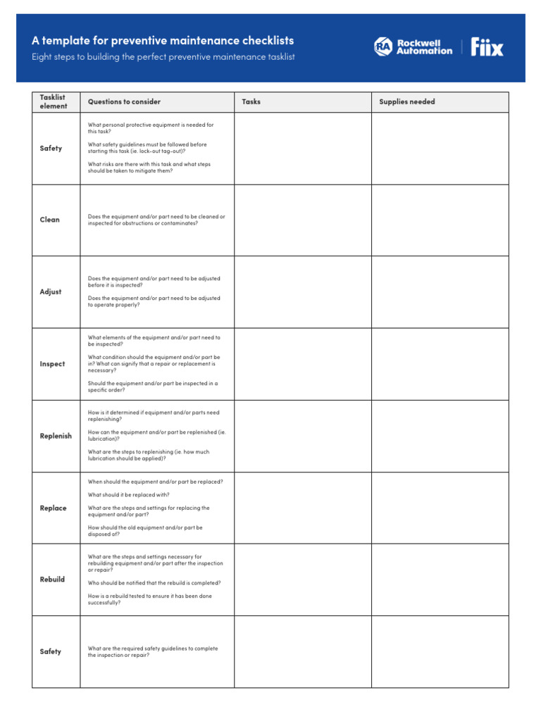 A Template For Preventive Maintenance Checklists: Eight Steps To ...