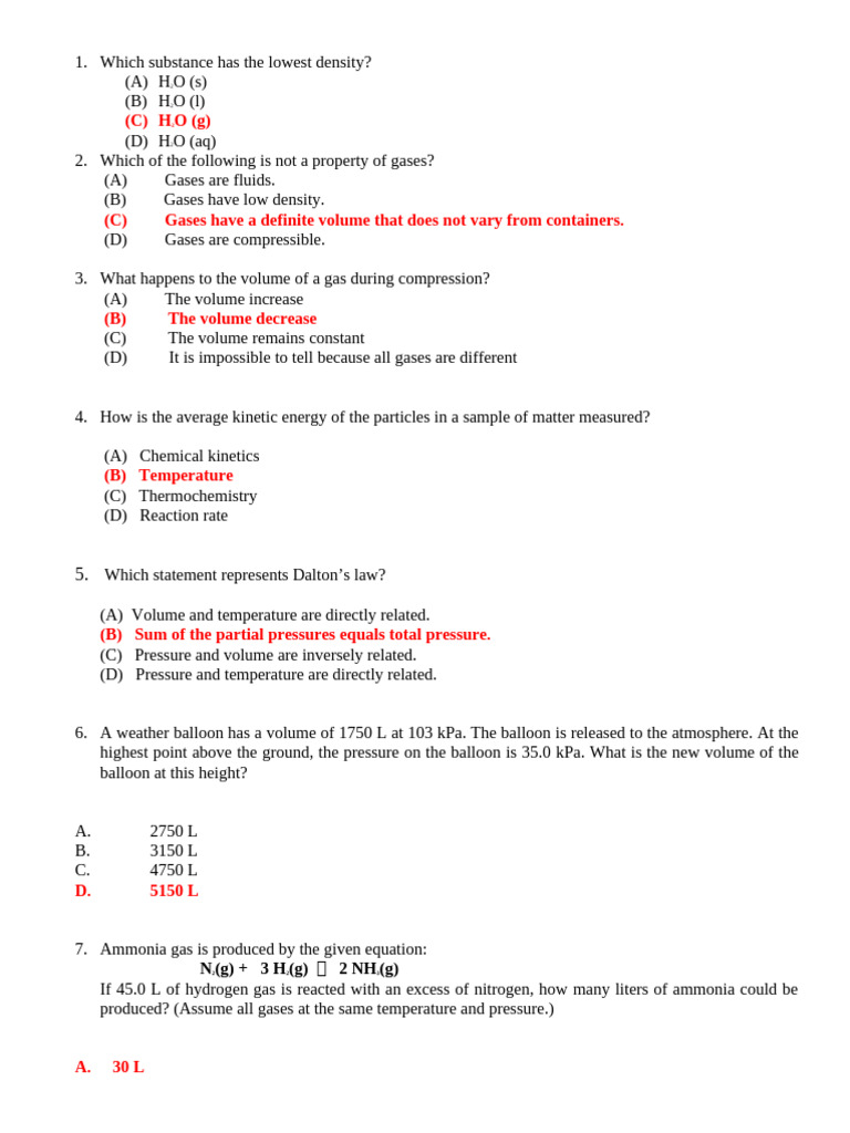 Set 1 Chapter 1 G11(new) | PDF | Gases | Temperature