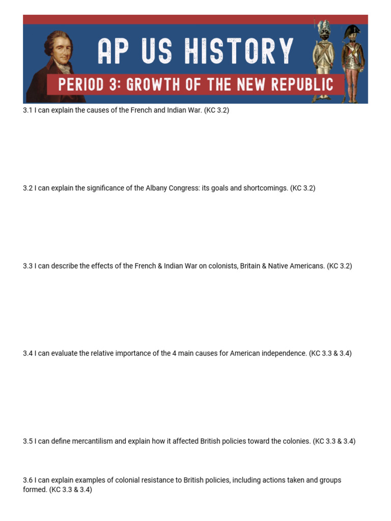 Learning Targets + Timeline | PDF | The United States | British Empire