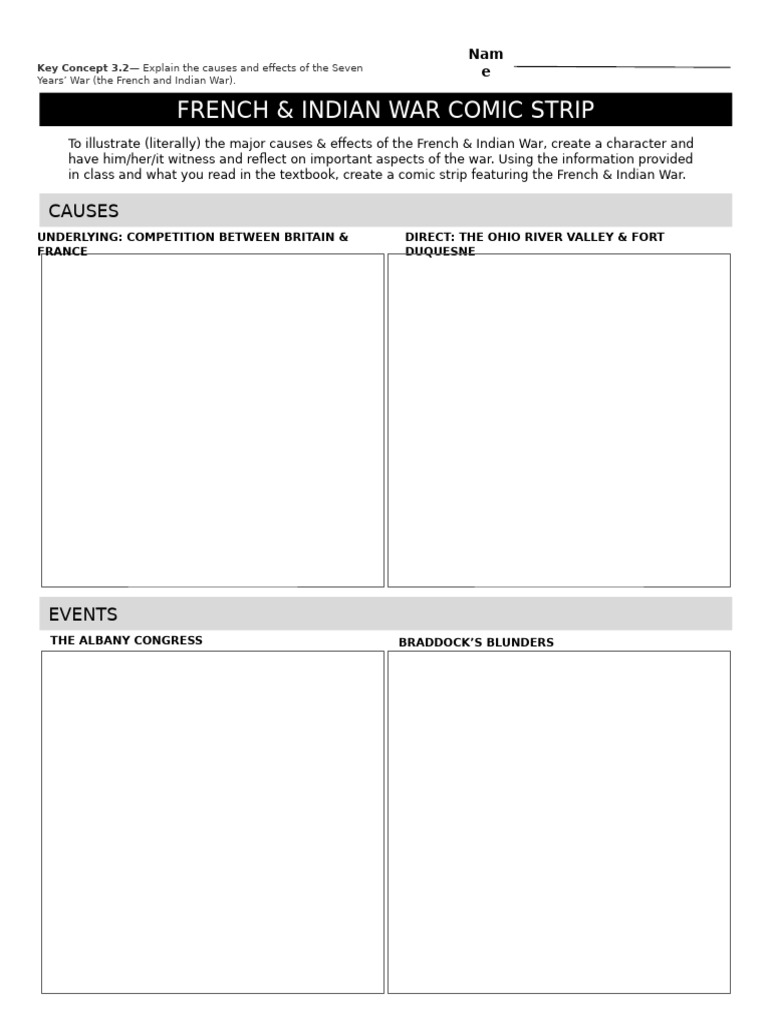 The French & Indian War Comic Strip (KC 3.2) | PDF | French And Indian ...