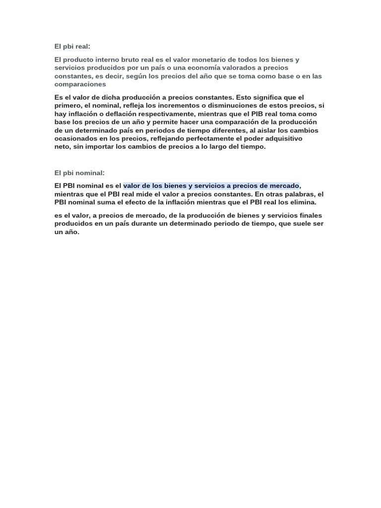 Pbi Real y Nominal | PDF | Finanzas y administración del dinero