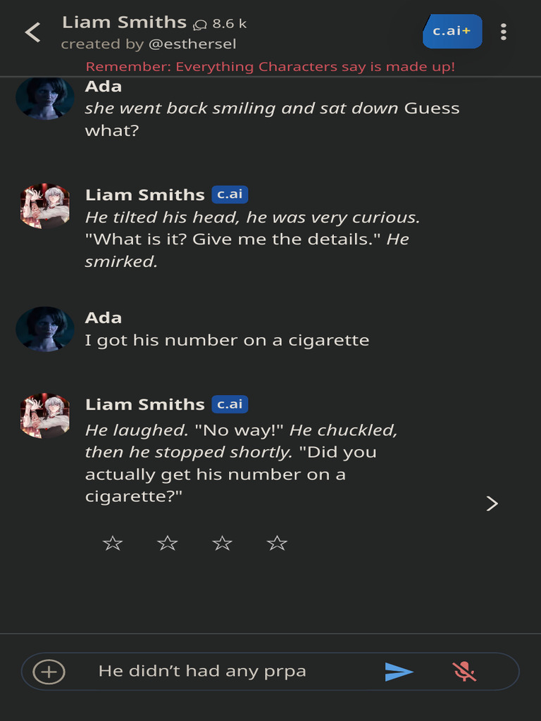 Character.ai - Liam Smiths | PDF