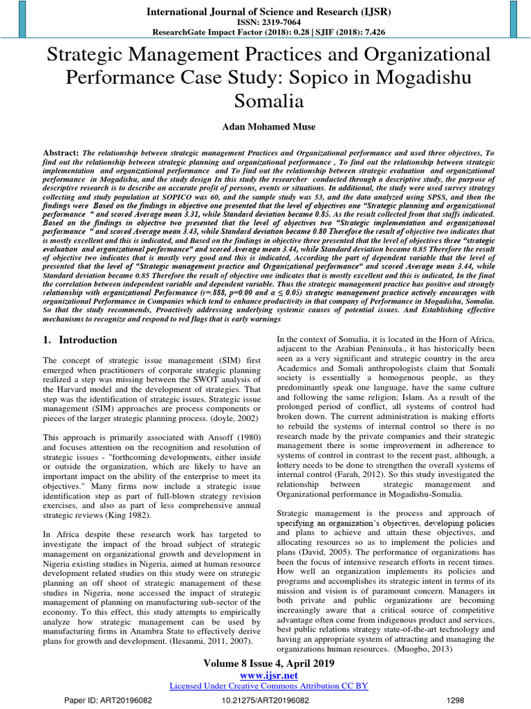 Strategic Management Practices and Organ | PDF | Strategic Management | Statistics