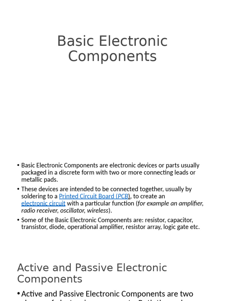 Basic Electronic Components - PPT Good - and PCBs | PDF | Electronic ...