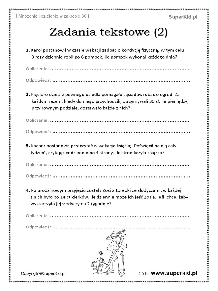 Mat Zad Tekst Mnozenie 30 2 | PDF