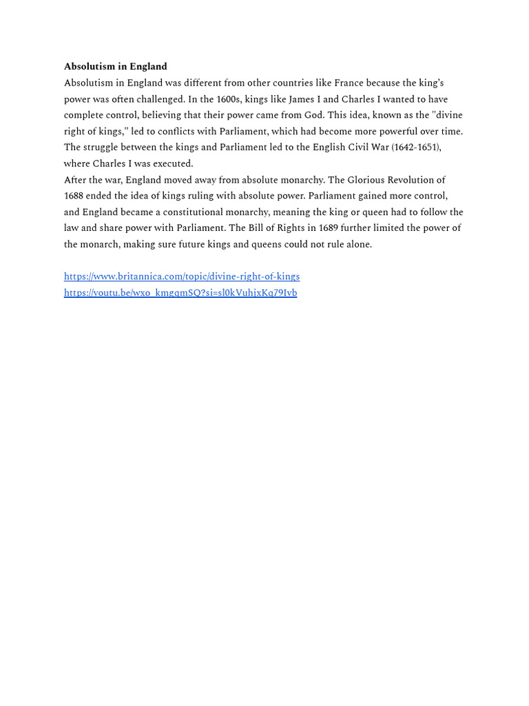 Absolutism in England | PDF
