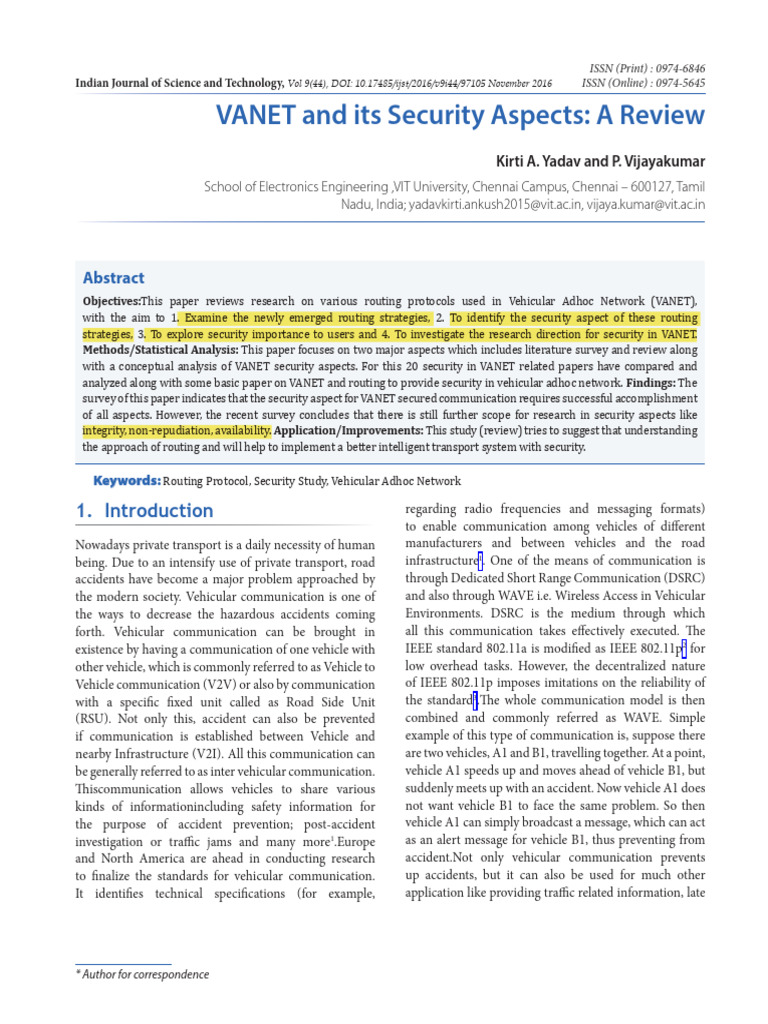 VANET Security and Routing Protocols Review | PDF | Ieee 802.11 ...
