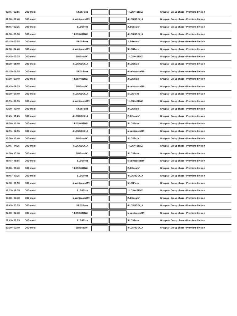 Match Schedule | PDF