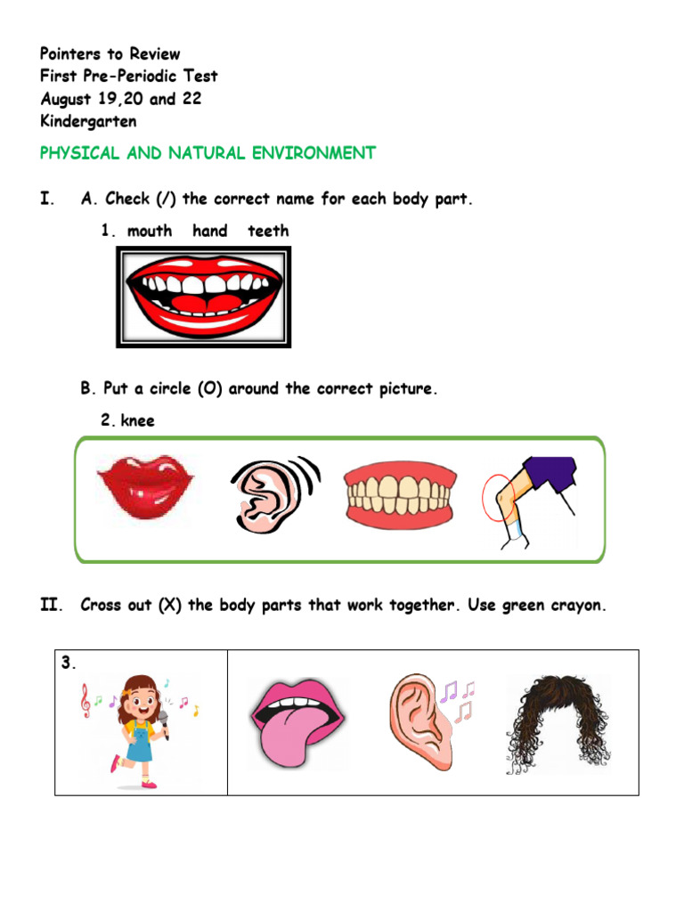 24 25 Reviewer Kindergarten 1st Pre Periodic Test | PDF