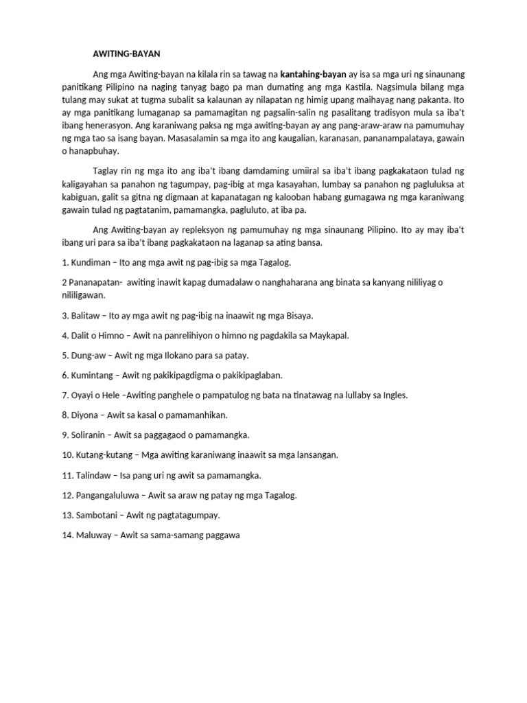 Ang Mga Awiting | PDF