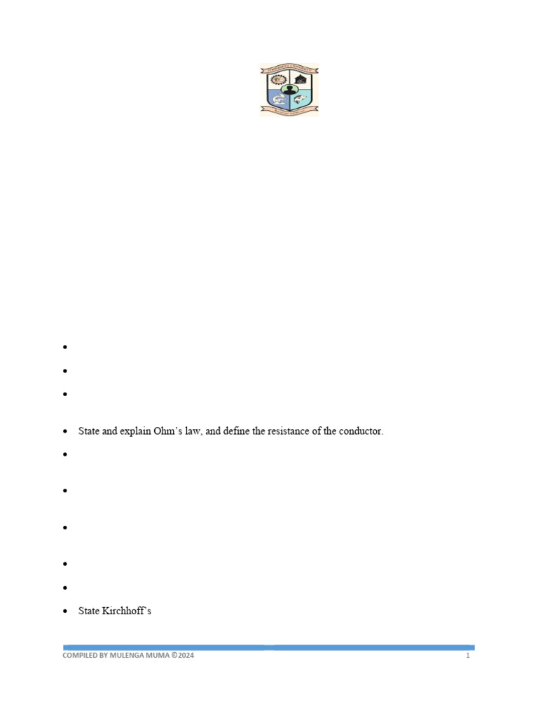 Chapter 11 Direct Current Circuits 2024 Note Pdf Electrical 9909