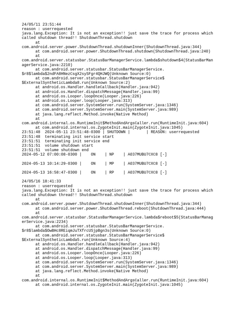 Android Shutdown and Reboot Logs | PDF | Oracle Acquisitions | Models ...