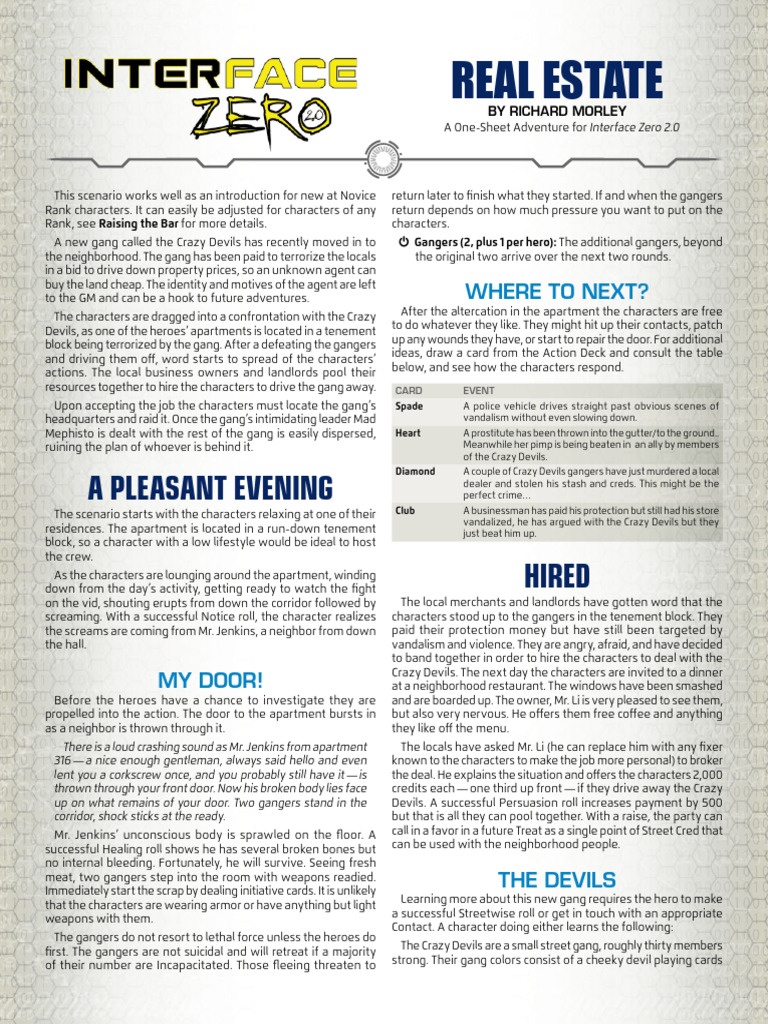 Savage Worlds - Interface Zero - 2.0 - One Sheet - Real Estate | PDF ...