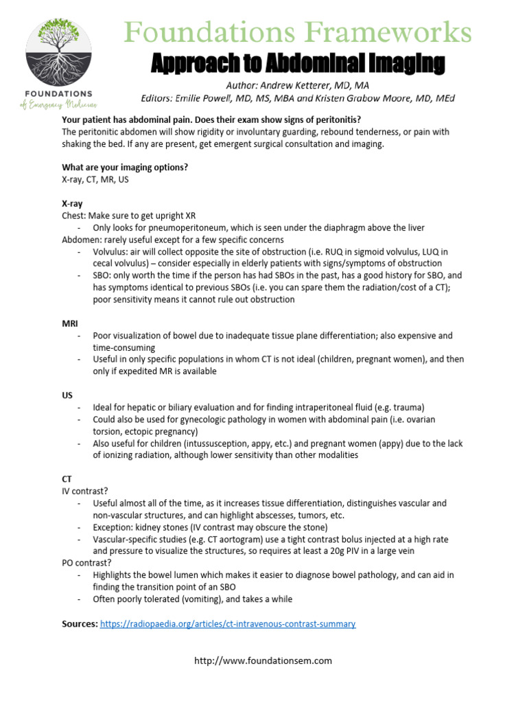 Signs of Peritonitis and Imaging Options | PDF | Medical Imaging | Ct Scan