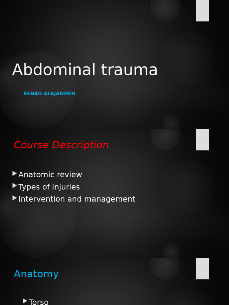 Traumatic Abdominal Pain | PDF | Abdomen | Traumatology