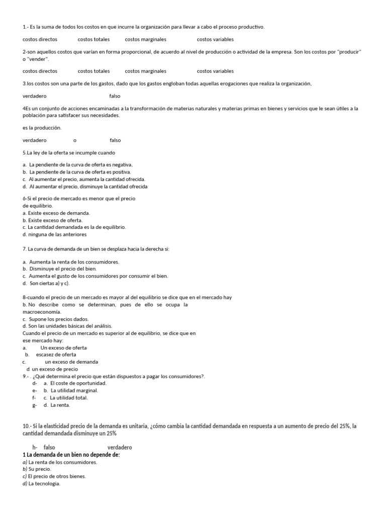 2 Do. Parcial Nuevo Micro Mayo2024 | PDF | Oferta y demanda | Oferta (economía)