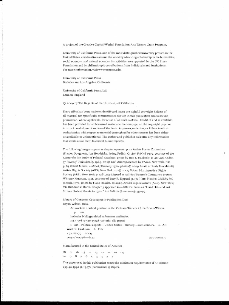 Bryan-Wilson Julia Art Workers Radical Practice in The Vietnam War Era ...