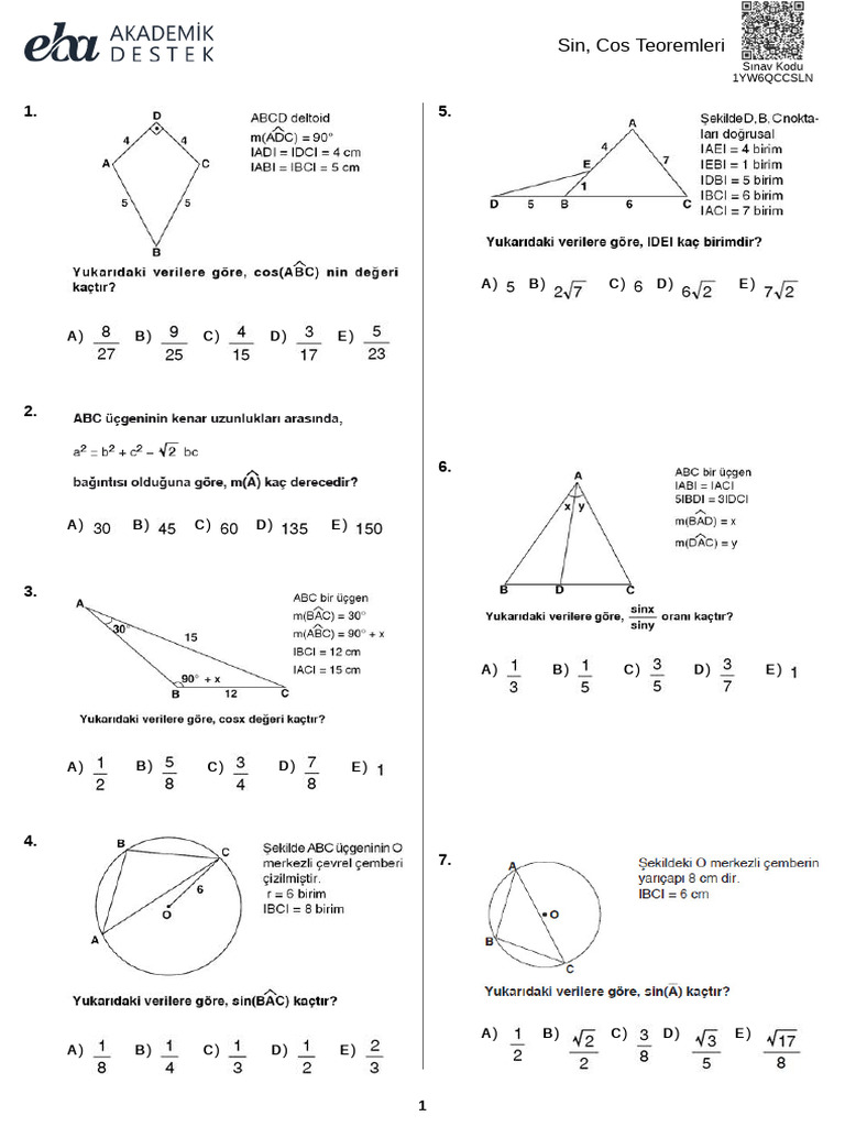 Sin Cos Teoremleri | PDF