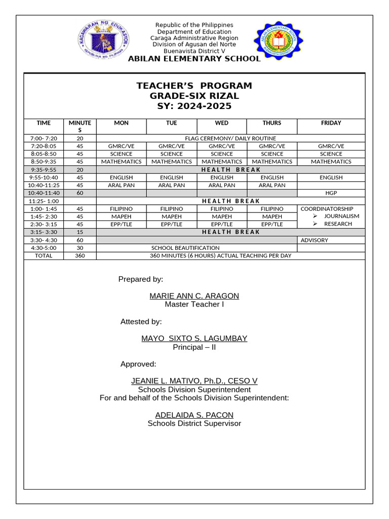 ARAGON-teacher's Program | PDF | Philippines