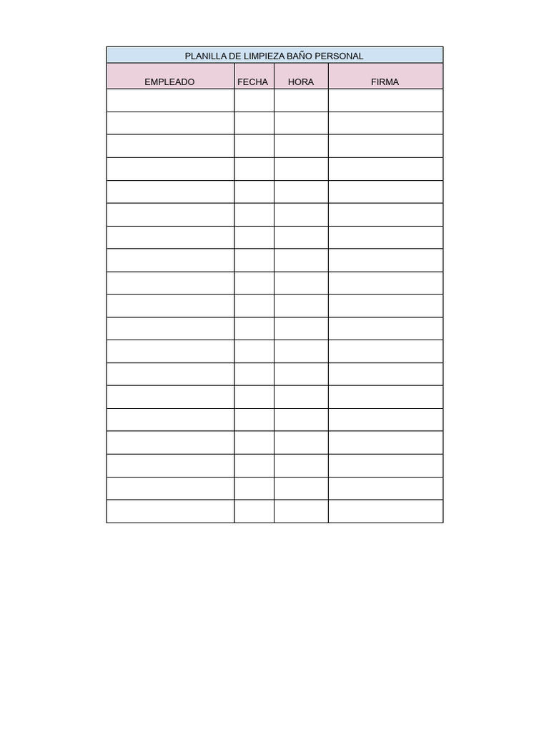 Registro de Limpieza de Baño | PDF