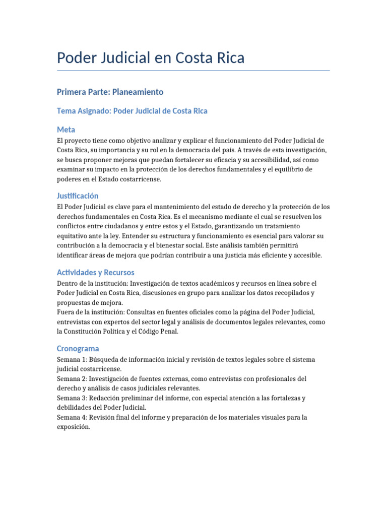 Proyecto Poder Judicial Costa Rica Final | PDF | Judicaturas | Gobierno
