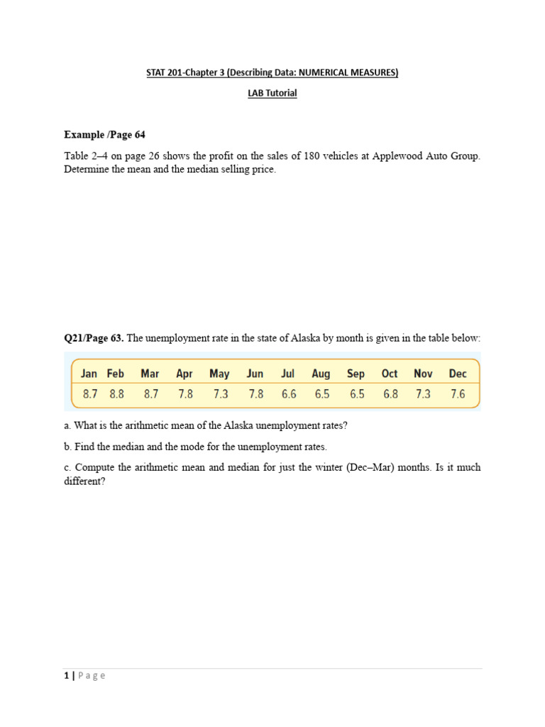 Numerical Data Analysis Tutorial | PDF | Variance | Median