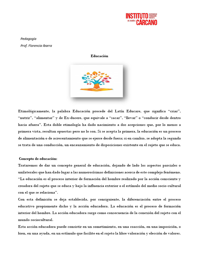Educacion. Etimologia - Caracteres - Tipos 1 | PDF | Socialización ...
