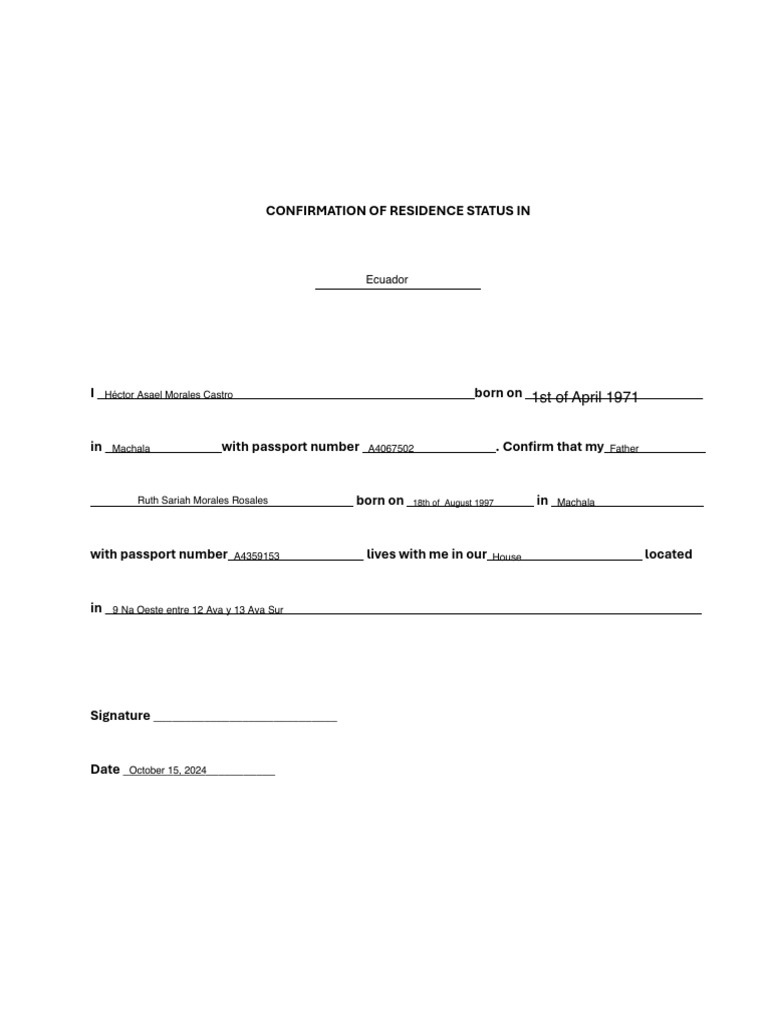 Confirmation of Residence Abroad 2 | PDF