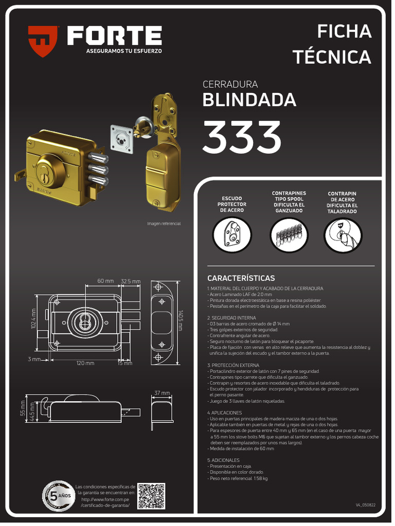 Cerradura Blindada de Seguridad Avanzada | PDF