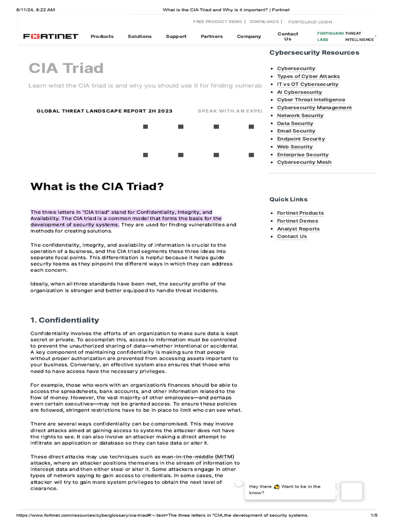 What Is The CIA Triad and Why Is It Important - Fortinet | PDF ...
