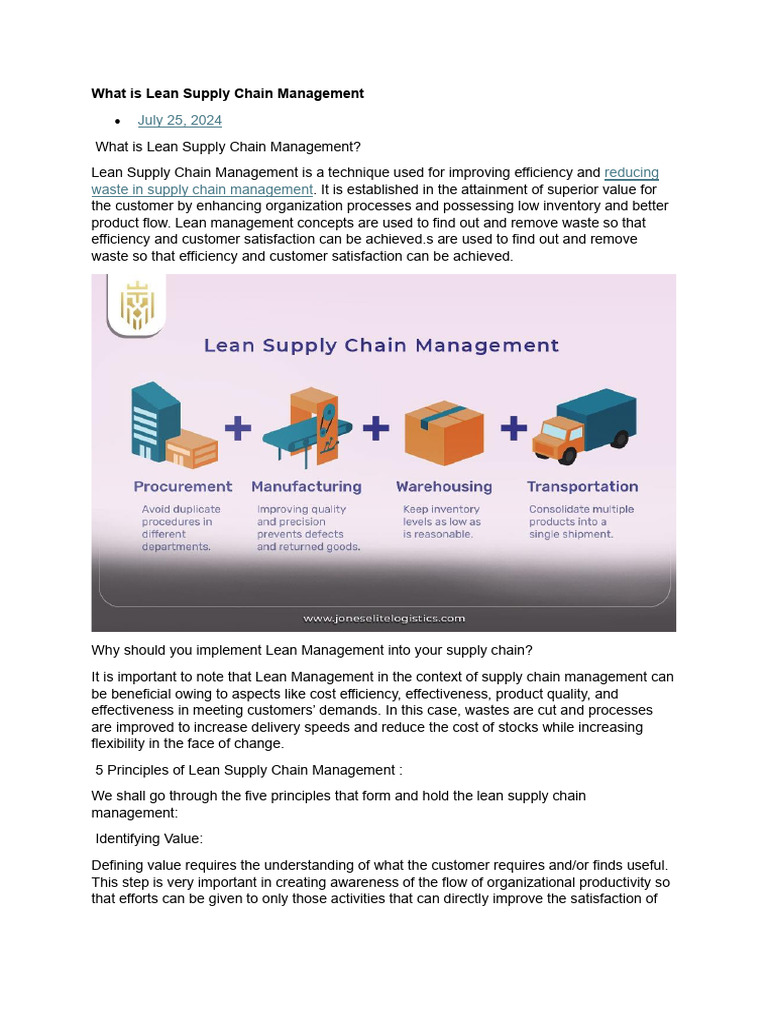 What Is Lean Supply Chain Management | PDF | Lean Manufacturing ...