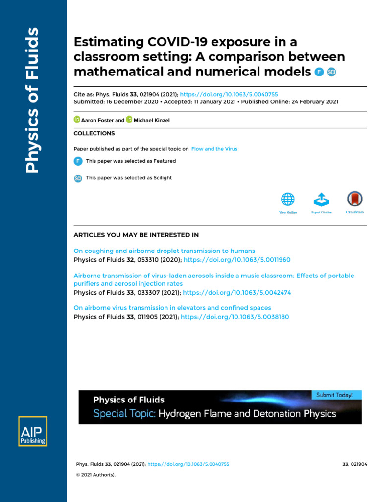 Estimating COVID-19 Exposure in A Classroom Setting | PDF ...