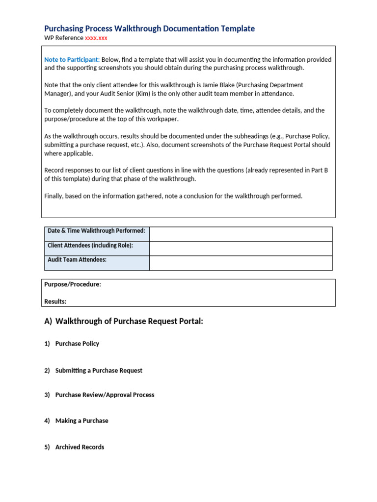 Task 3- Purchasing Process Walkthrough Documentation Template | PDF | Business