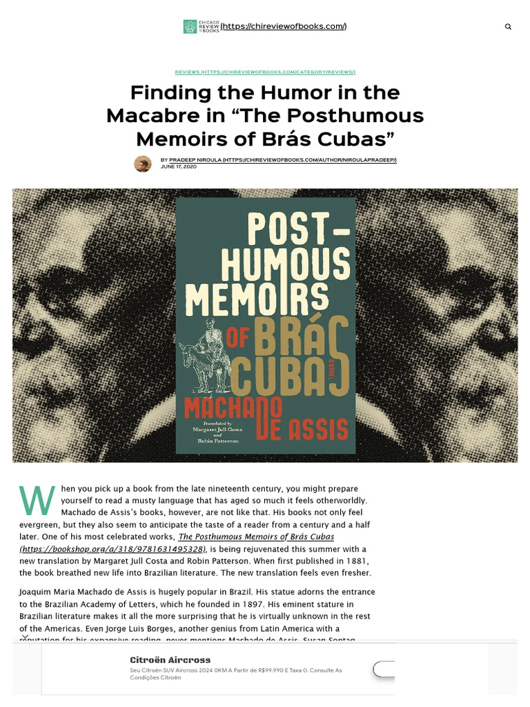 JC Finding The Humor in The Macabre in - The Posthumous Memoirs of Brás Cubas - Chicago Review ...
