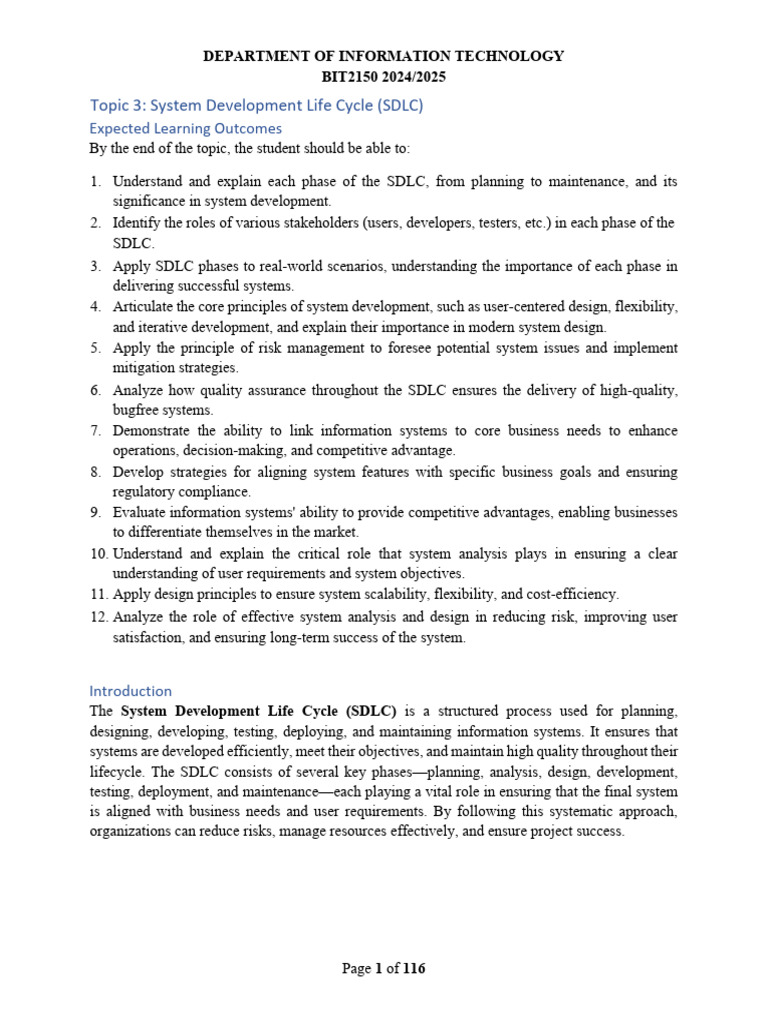 Topic 3 System Development Life Cycle (SDLC) | PDF | Databases ...