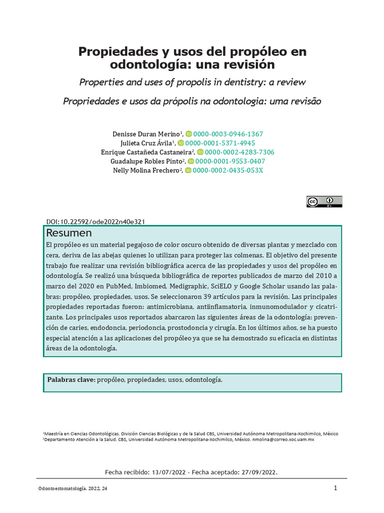 Propóleo en odontología: usos y propiedades | PDF | Ciencias de la ...