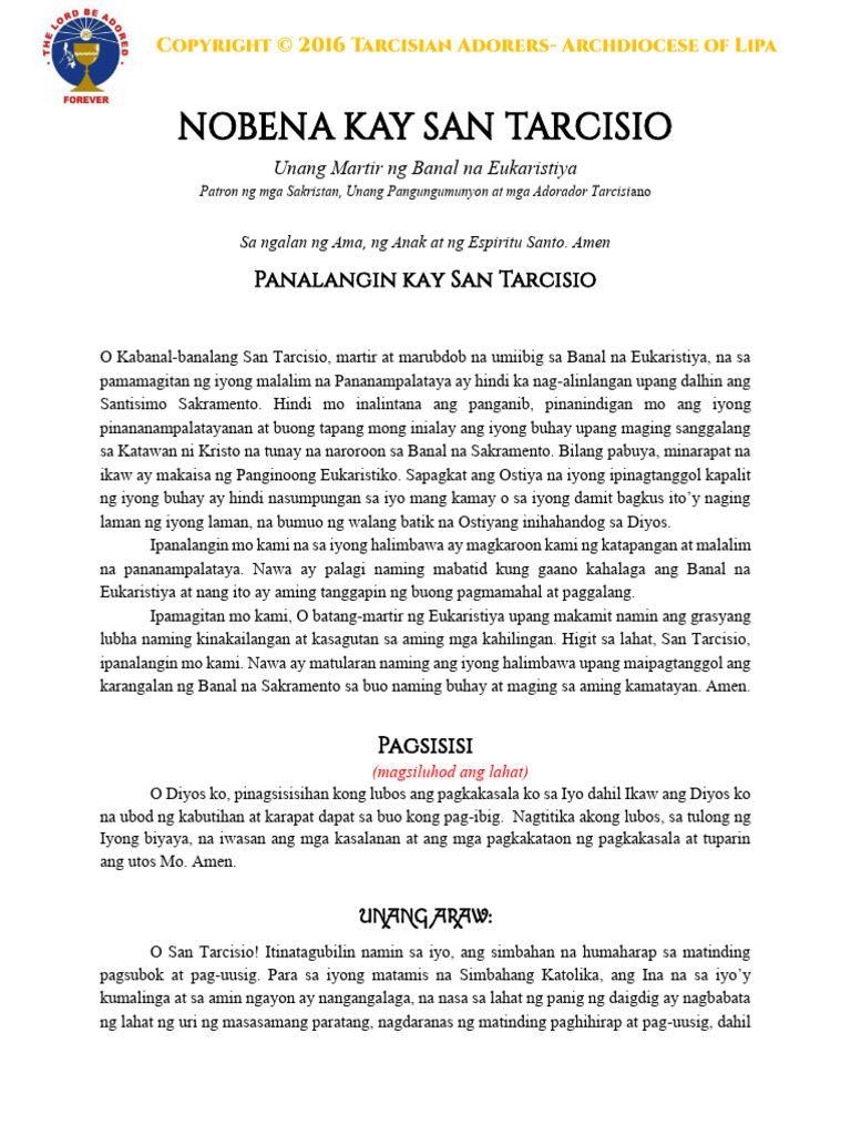 Nobena Kay San Tarcisio 2021 | PDF