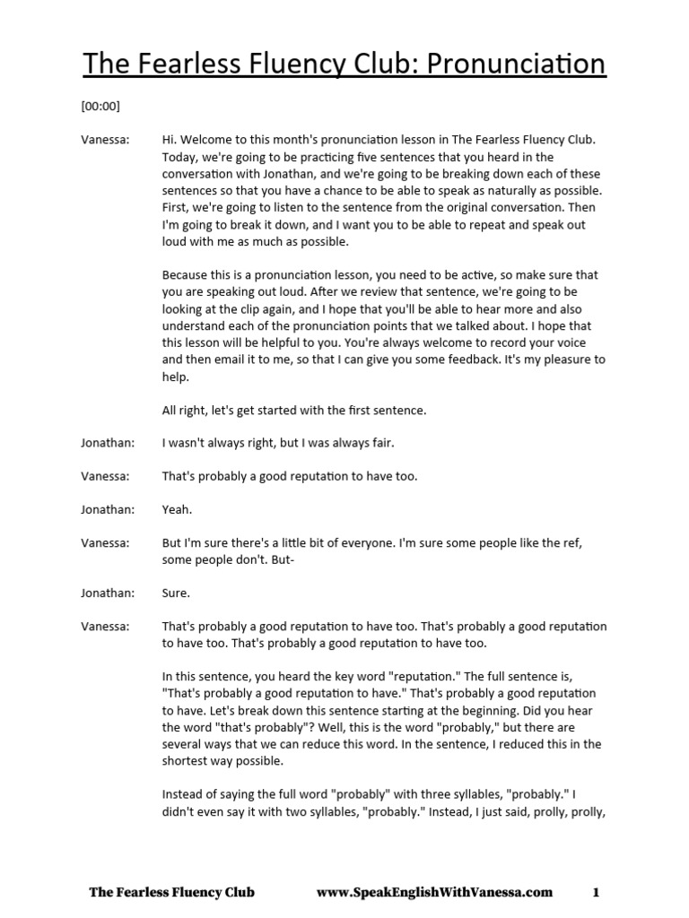 3 Pronunciation_Soccer_The Fearless Fluency Club | PDF | English Language | Linguistics