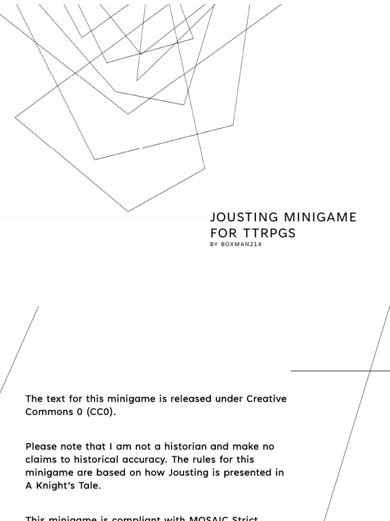 Jousting Minigame 10252024 | PDF Jousting Minigame 10252024 | PDF