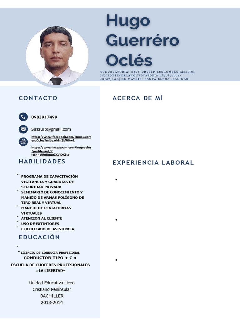 Cv. Hugo Guerrero Ocles G.S | PDF