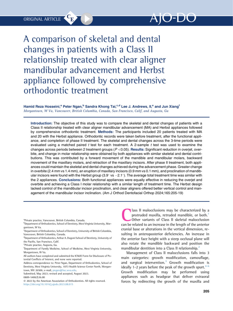 Class II Treatment: Clear Aligners vs. Herbst | PDF | Orthodontics ...
