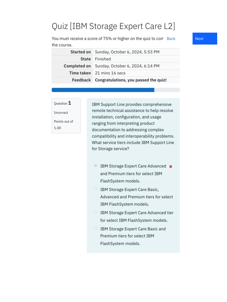 Quiz (IBM Storage Expert Care L2) - Attempt Review | PDF | Information Technology | Computer ...