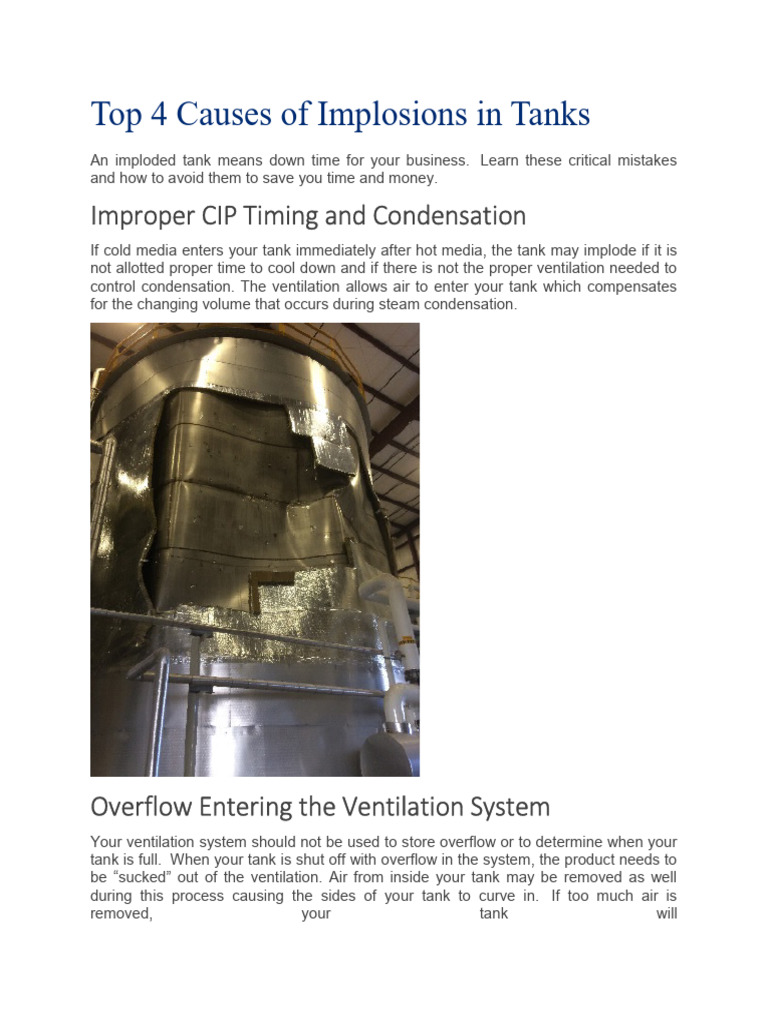 Top Causes of Tank Implosions | PDF | Steam | Water
