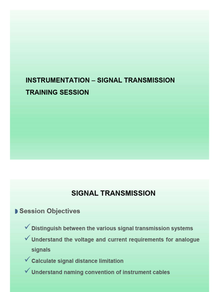 Signal Transmission Systems Training Guide | PDF | Instrumentation ...