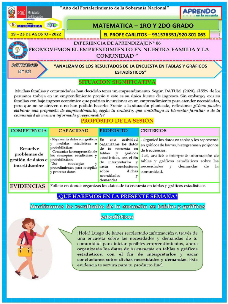Experiencia de Aprendizaje #06 - Actividad #02 - 1ero y 2do - Matematica - 00001 | PDF