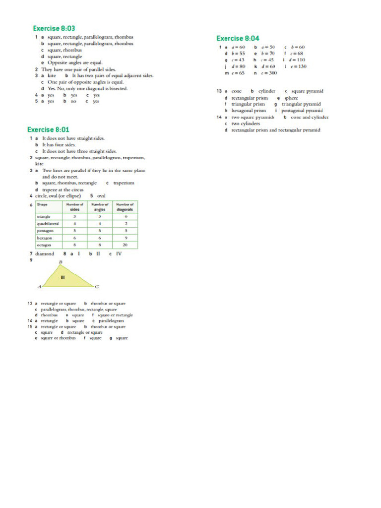 2D and 3D Shape Answers | PDF